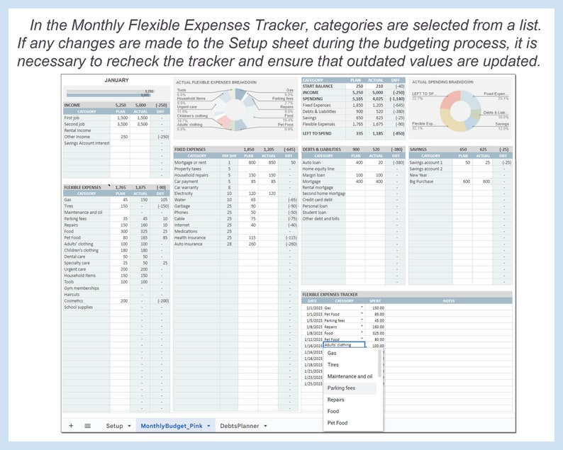 Monthly Budget Planner, Budget Spreadsheet, Money Management, Budget ...