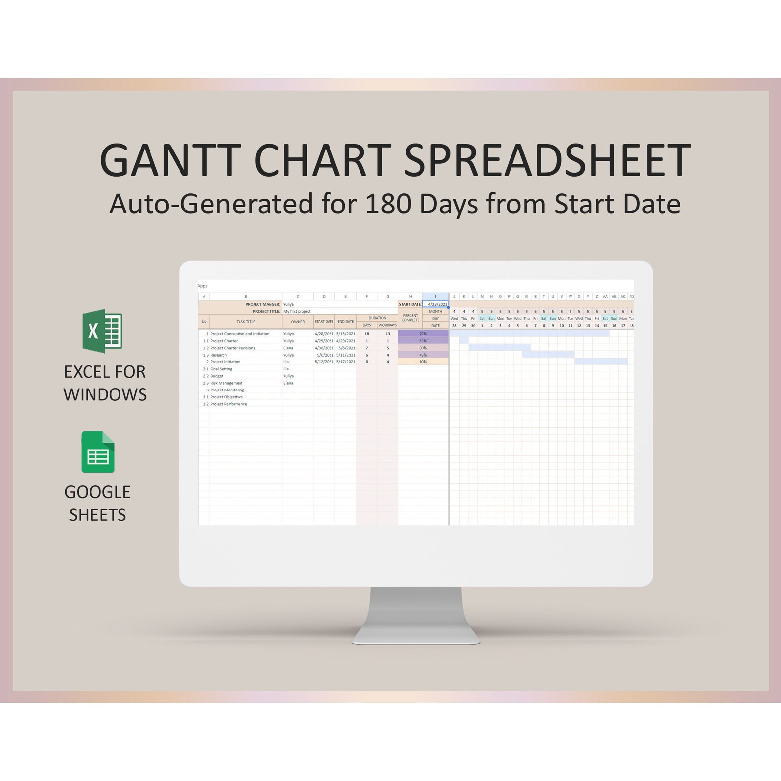 Gantt Chart Google Sheets, Gantt Chart Template, Gantt Chart Google Docs, Gantt Chart Sheets ...