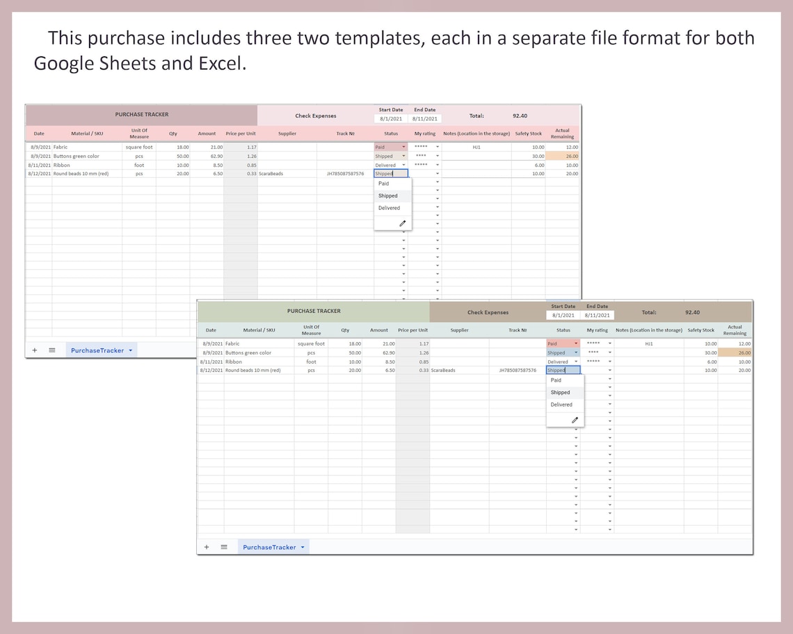 Purchase Order Tracker, Purchases Tracker, Purchase Order Tracking ...