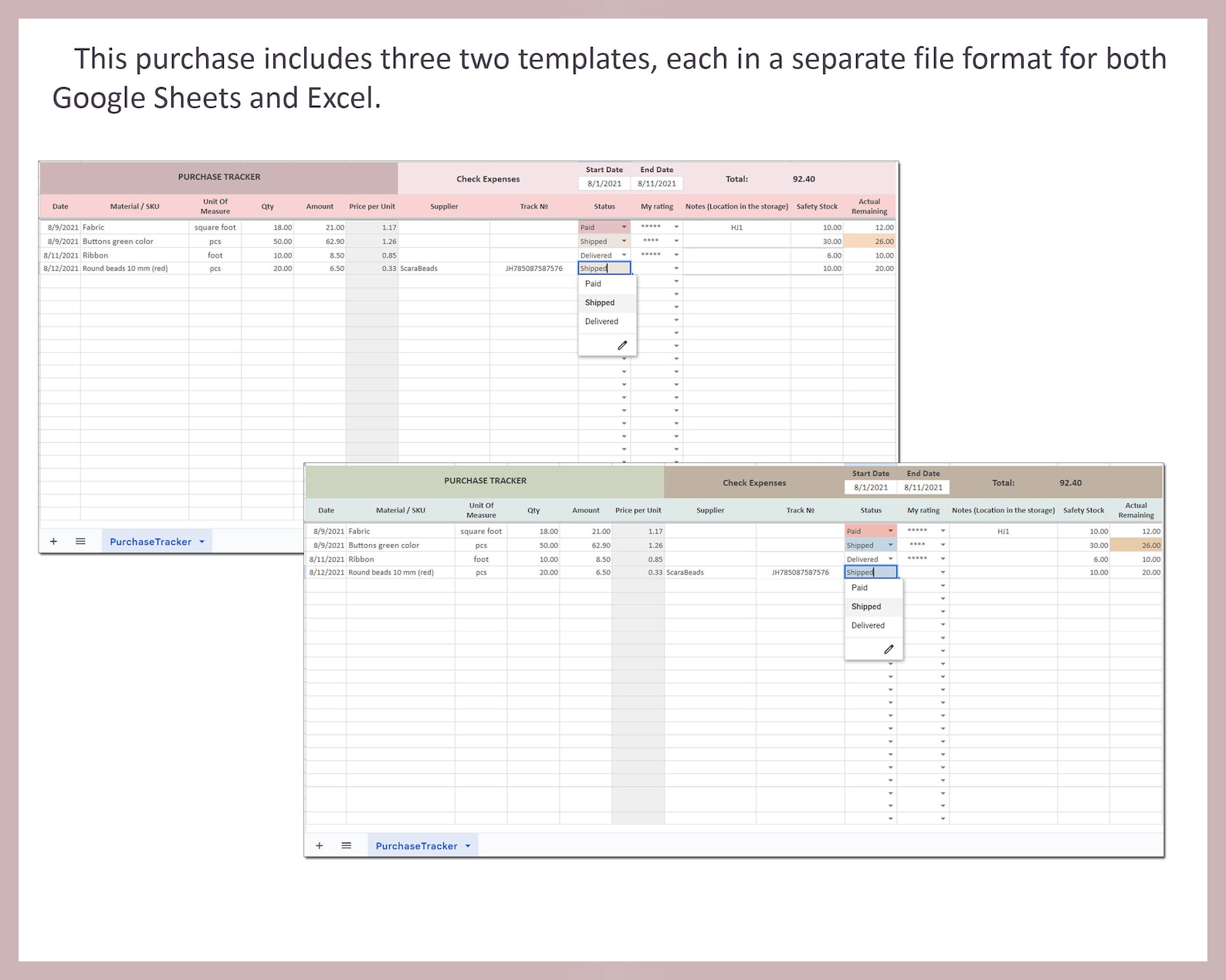 Purchase Order Tracker, Purchases Tracker, Purchase Order Tracking ...
