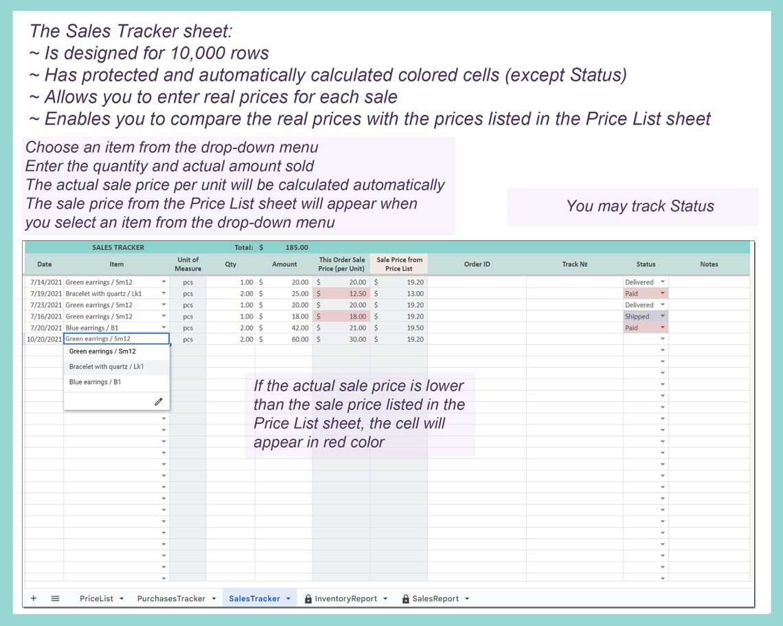 Inventory Spreadsheet Template Excel Google Sheets Reseller Sales ...
