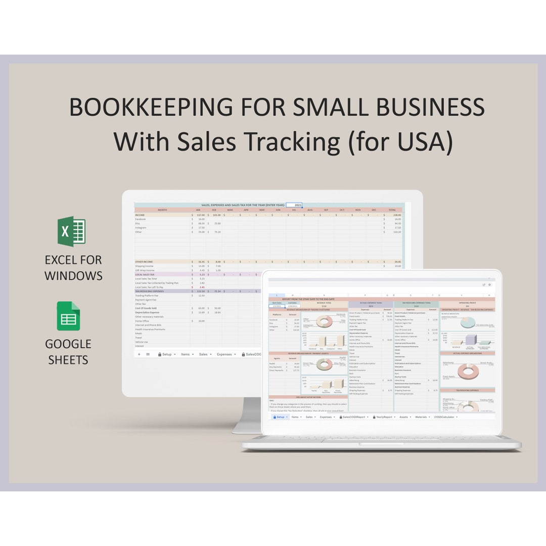 Accounting Spreadsheet, Sales Tracker, Bookkeeping Spreadsheet Excel ...