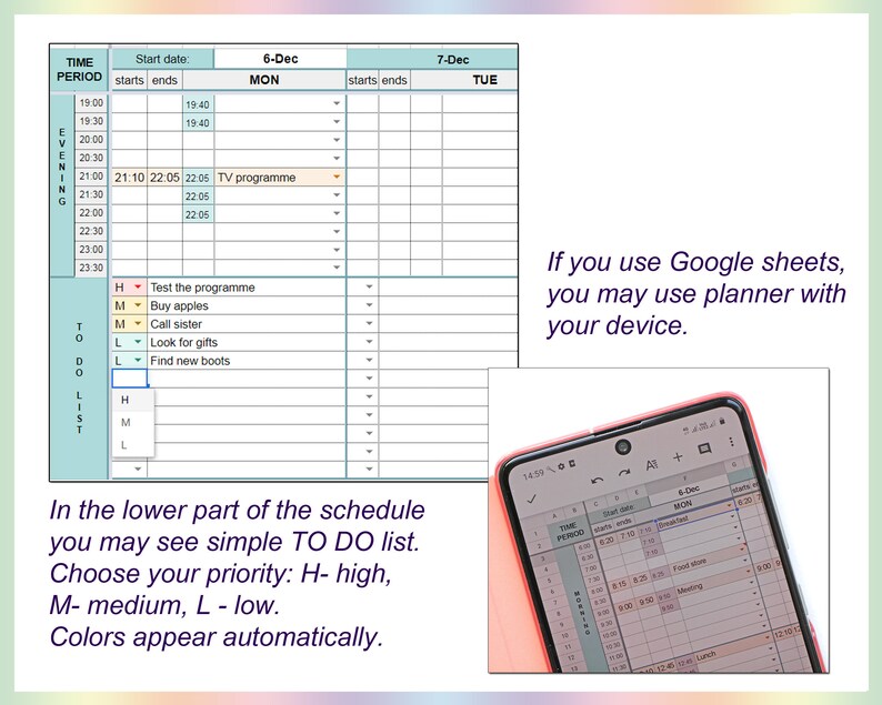 Weekly Schedule Digital Weekly Planner Digital to Do List - Etsy