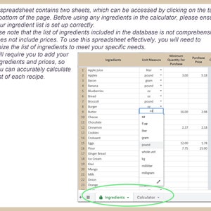 Recipe Cost Calculator Excel Template Cake Pricing Formula Baking ...