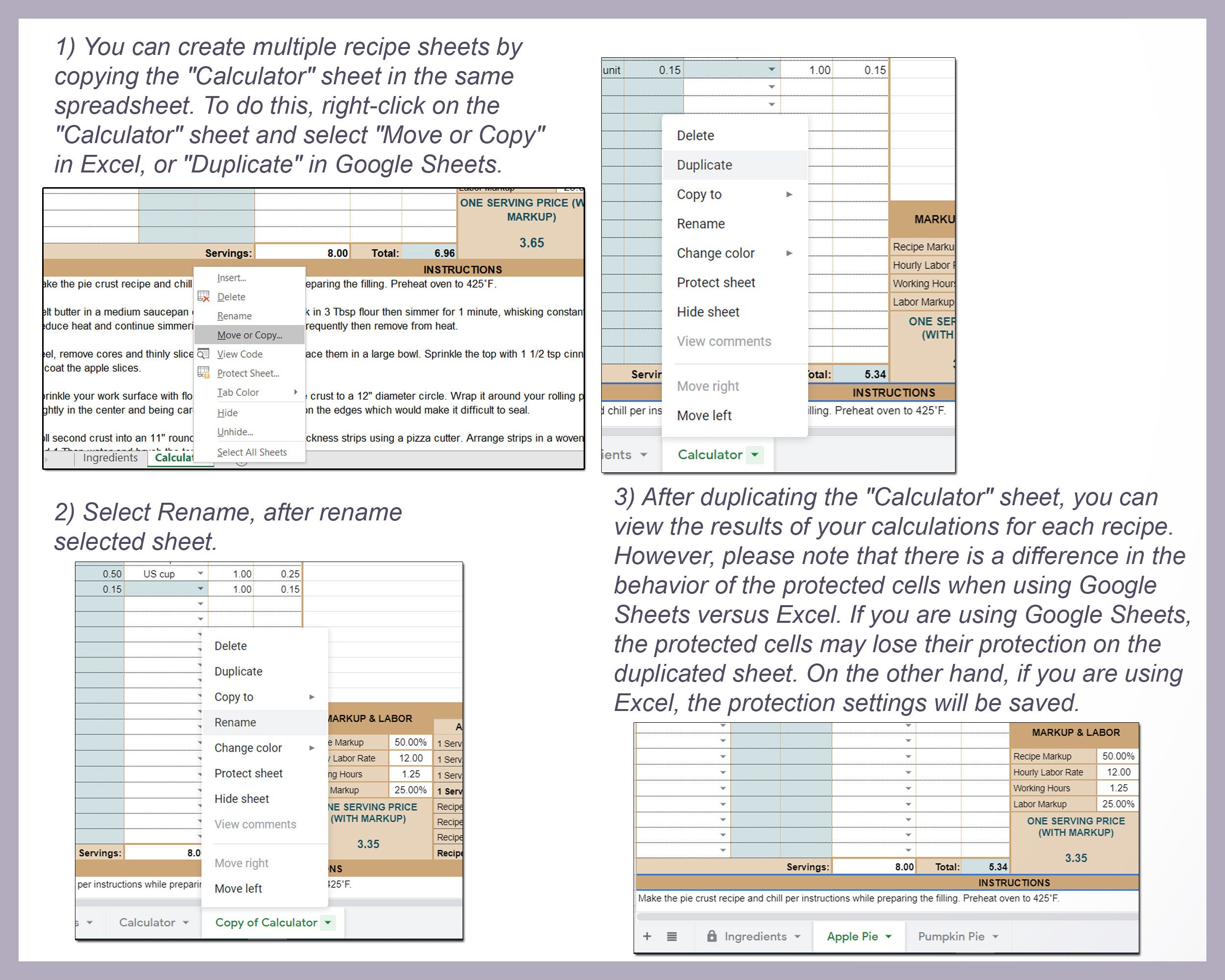 Recipe Cost Calculator Cake Pricing Template Baking Ingredient Formula ...