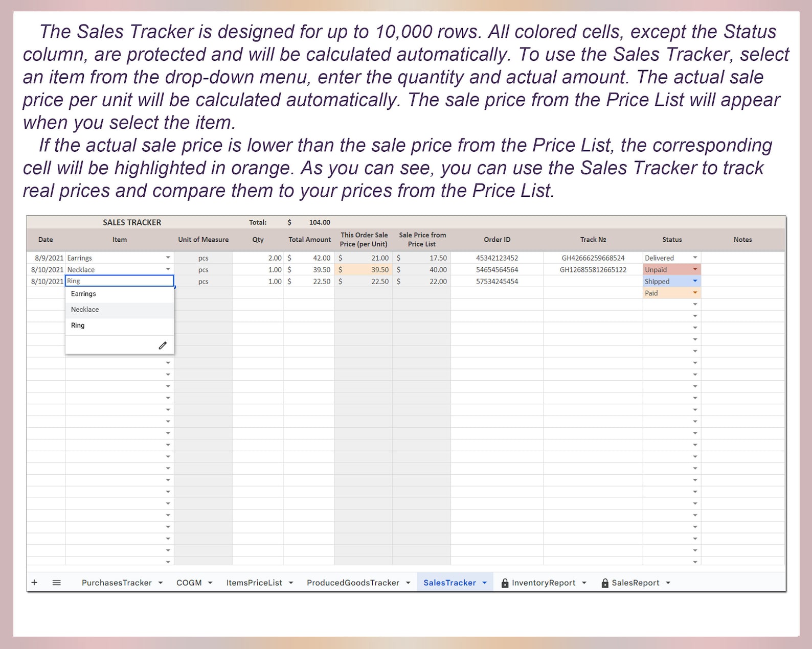Inventory Spreadsheet Excel Google Sheets Template Manufacturer Sales ...