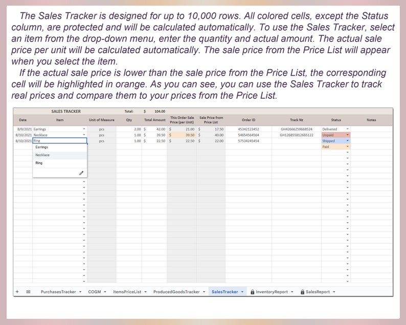 Inventory Spreadsheet Excel Google Sheets Template Manufacturer Sales ...