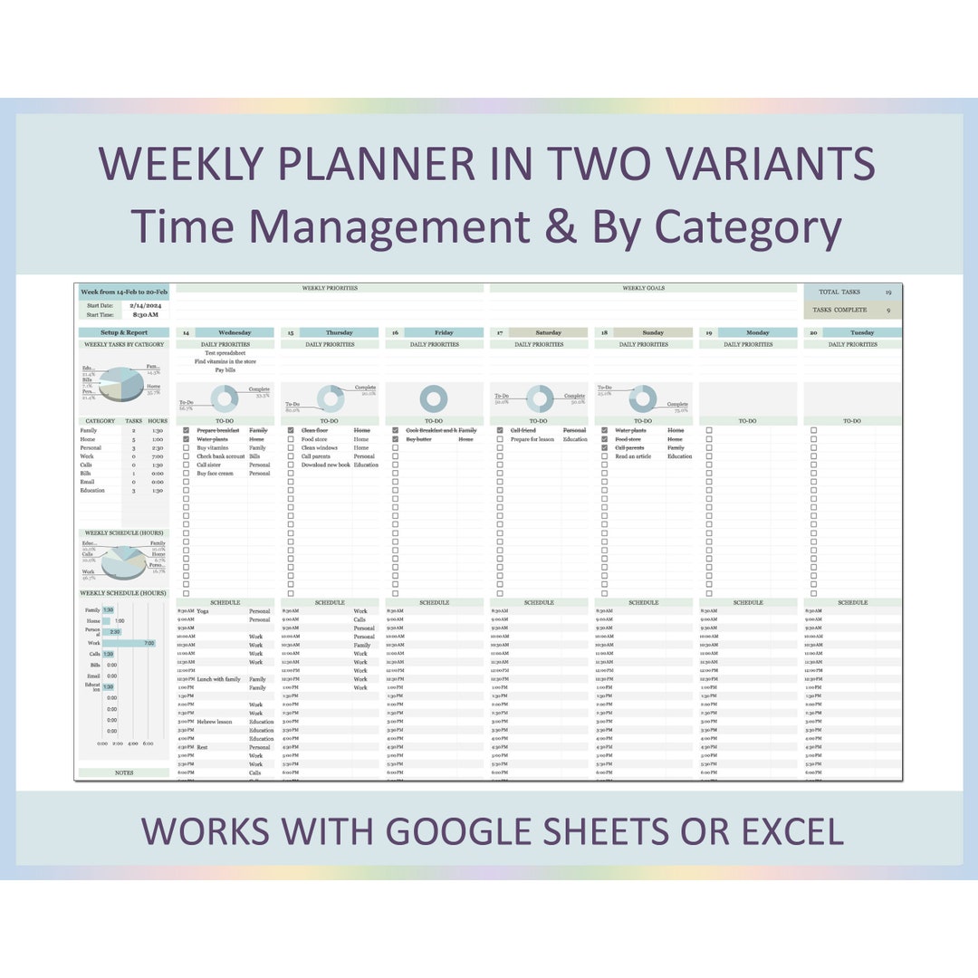 Weekly Schedule Digital, Weekly Planner Digital, to Do List, Study ...