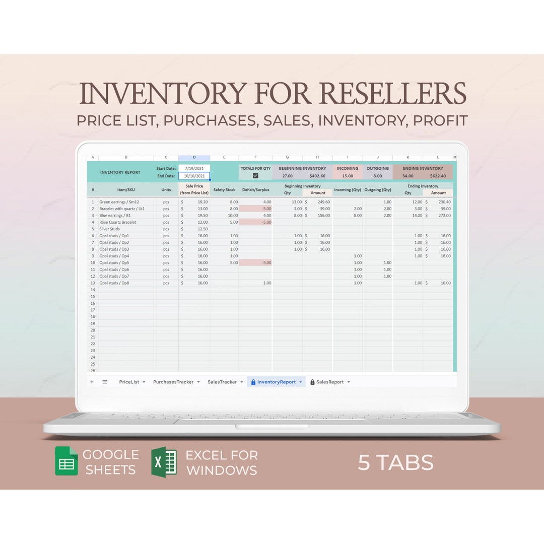 Inventory Spreadsheet Template Excel Google Sheets Reseller Sales ...