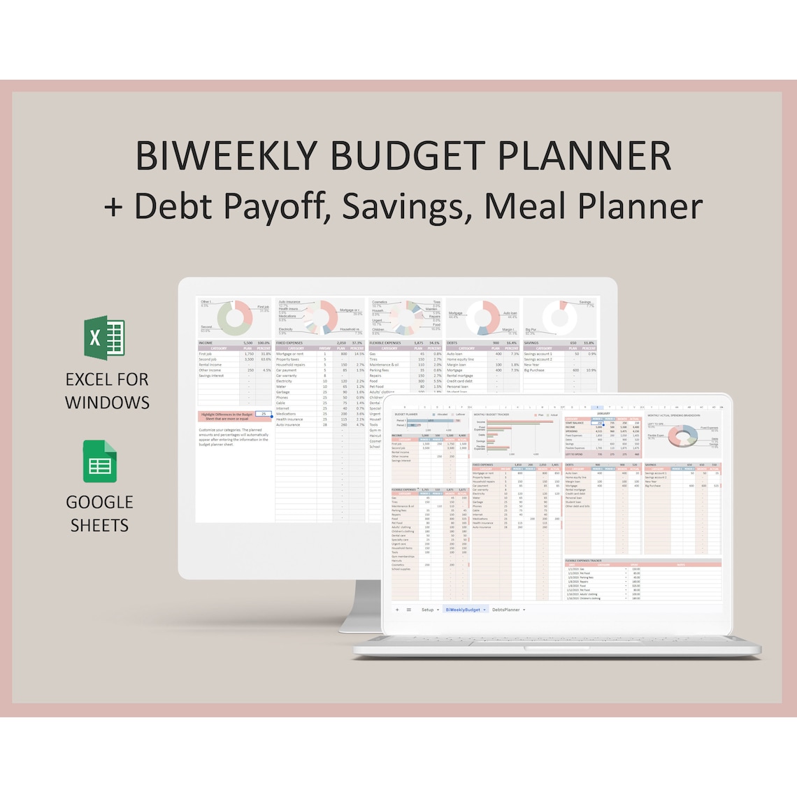 Biweekly Budget Spreadsheet, Bi-weekly Budget, Budget Template, Budget ...