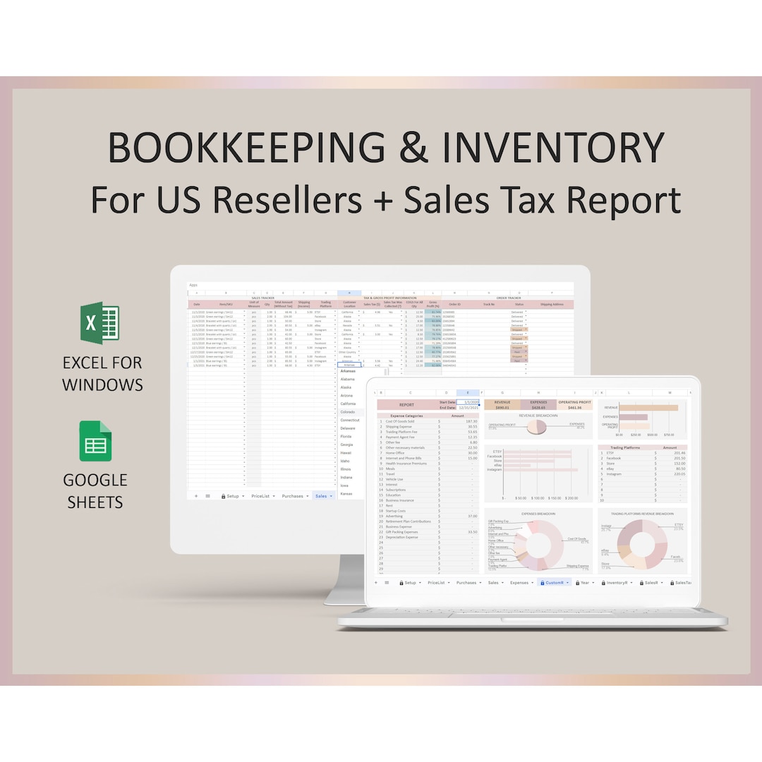 Accounting for Resellers, Inventory Spreadsheet, Bookkeeping ...