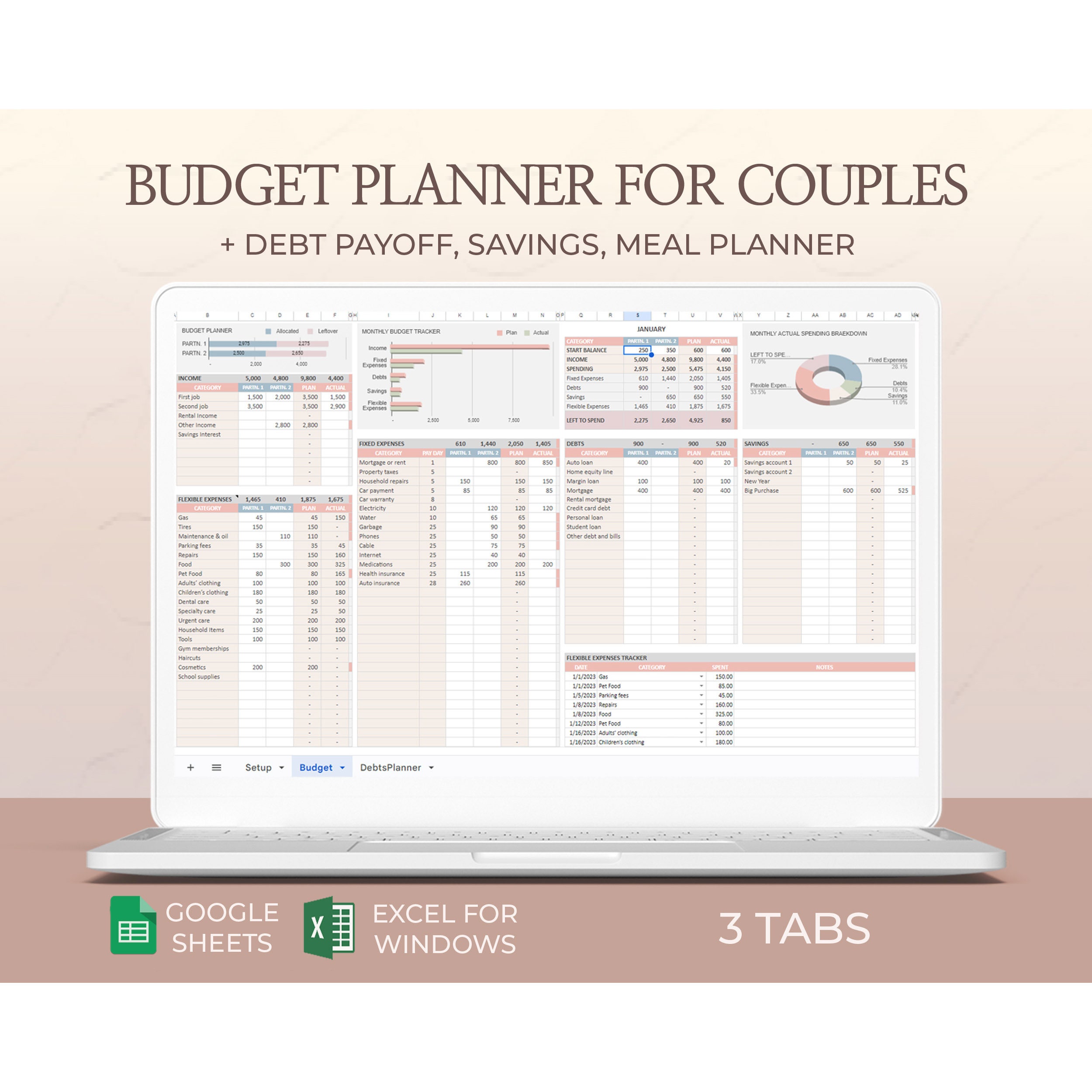 Budget for Couples, Excel Budget, Budget Planner, Budget Template ...