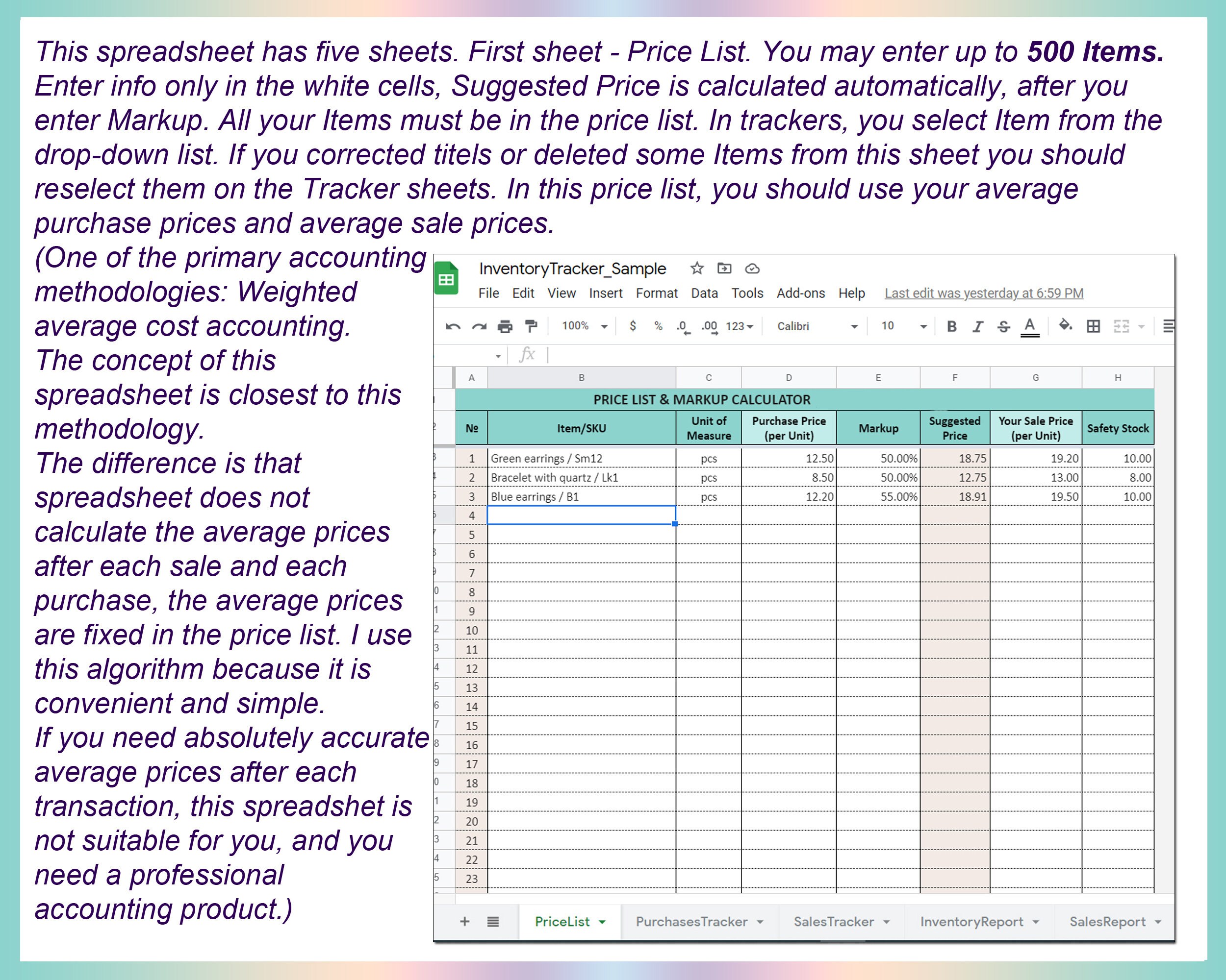 Inventory Spreadsheet Reseller Sales Tracker Inventory Etsy