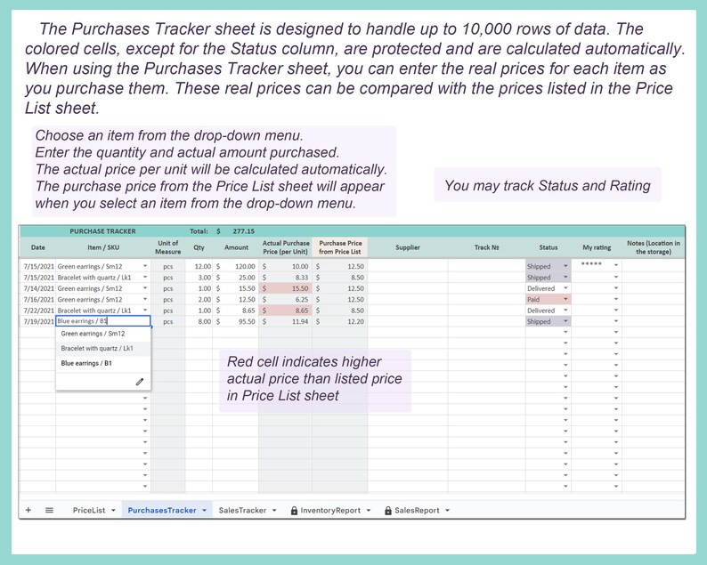 Inventory Spreadsheet Excel Google Sheets Template Reseller Sales ...