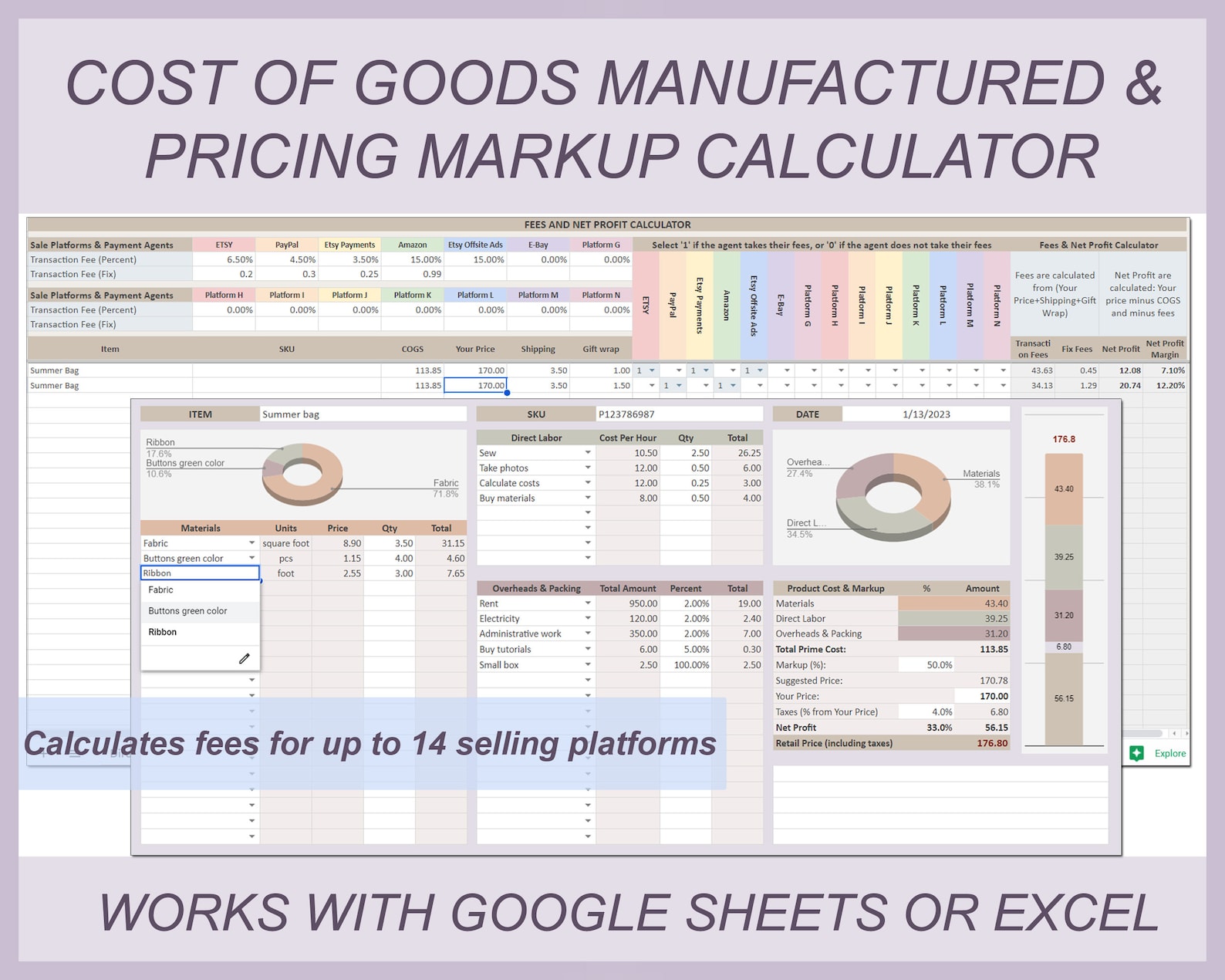 Product Cost Calculator Pricing Calculator Costing Template - Etsy