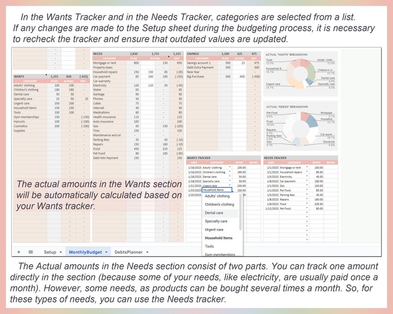 50 30 20 Budget Template,simple Budget Planner, Monthly Budget Template ...