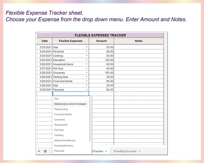 Expense Tracker Expense Tracker Template Cash Flow | Etsy