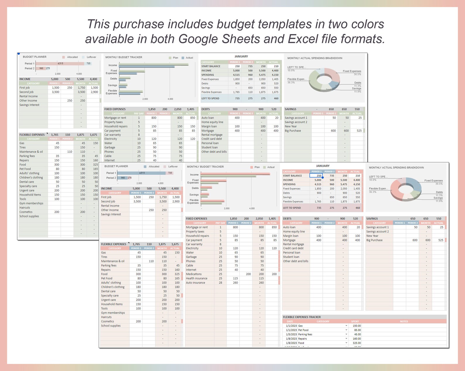 Biweekly Budget Spreadsheet Excel Template Google Sheets Planner Bi ...