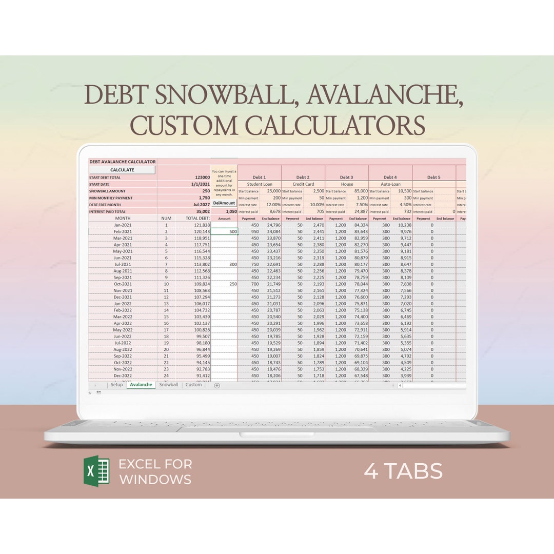 Debt Snowball Method Calculator, Debt Avalanche Calculator, Debt ...