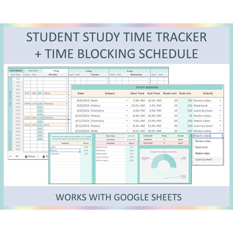 Study Time Tracker, Digital Student Planner, Homework Tracker, Study ...