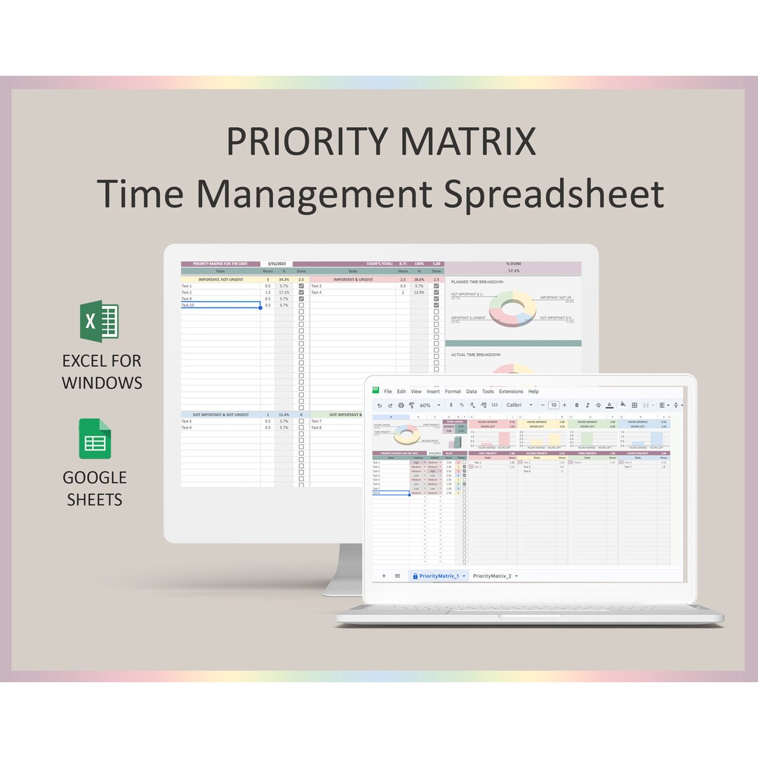 Prioritization Matrix Task Planner Eisenhower Chart Daily Task Tracker ...