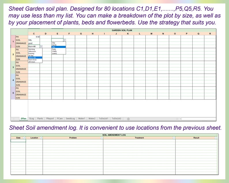 Excel Garden Planner Plant Care Worksheet Watering Schedule Flowers ...