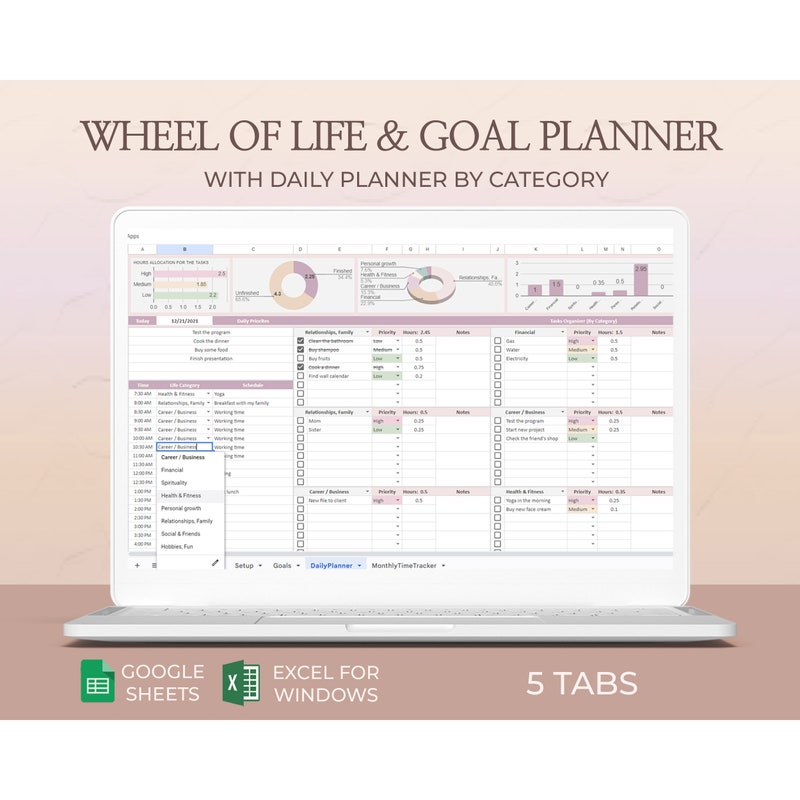 Wheel of Life Excel - Etsy