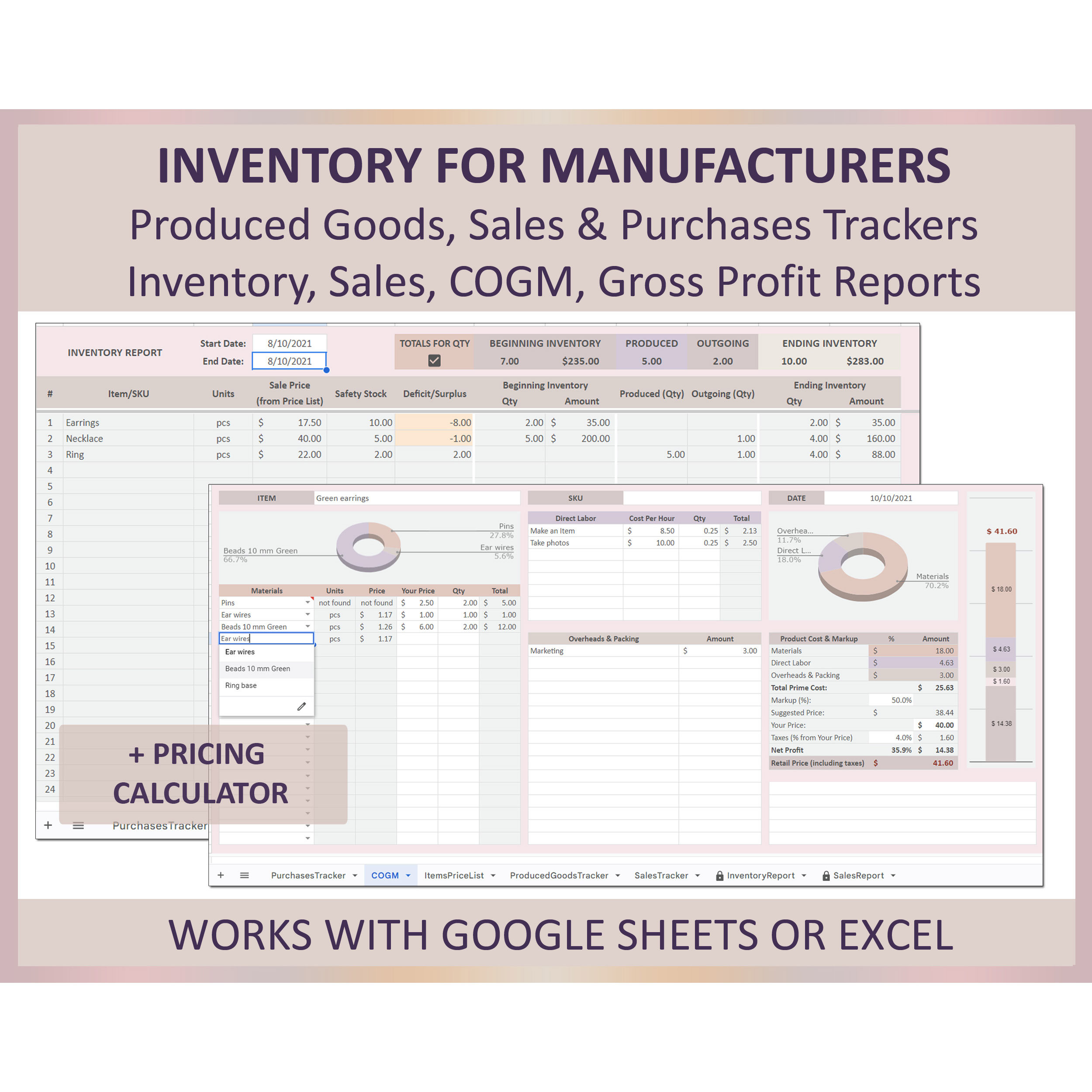Inventory Spreadsheet Excel Google Sheets Template Manufacturer Sales ...