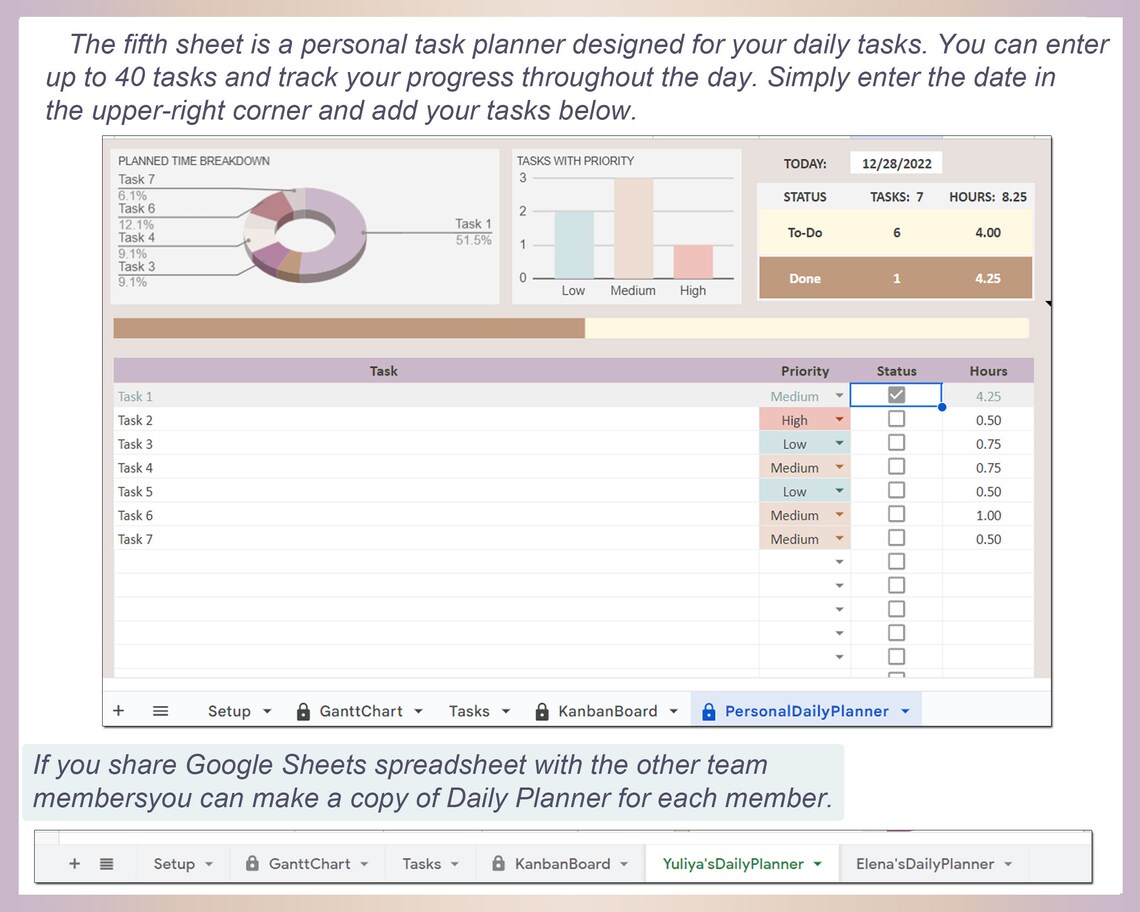 Project Planner Spreadsheet, Easy Project Planning, Kanban Board, Task ...