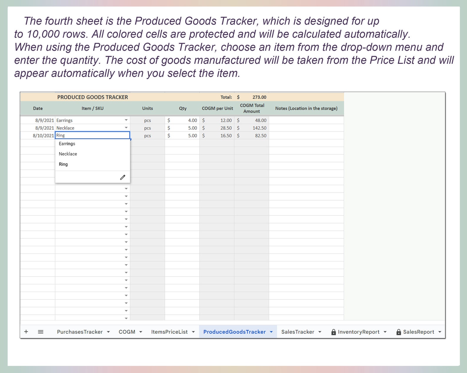 Inventory Spreadsheet, Excel Inventory Sheet, Pricing Sheet, Sales Tracker, Costing Calculator ...