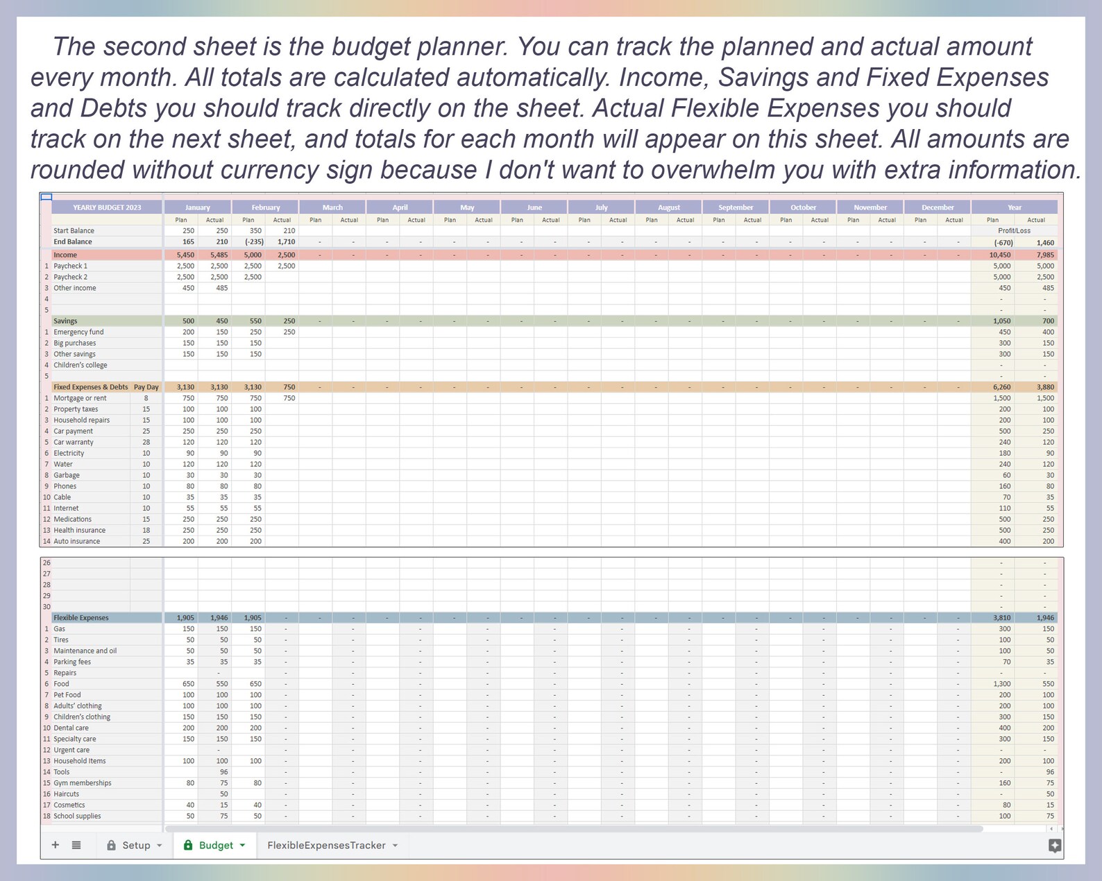 Simple Yearly Budget Spreadsheet Annual Budget Template - Etsy