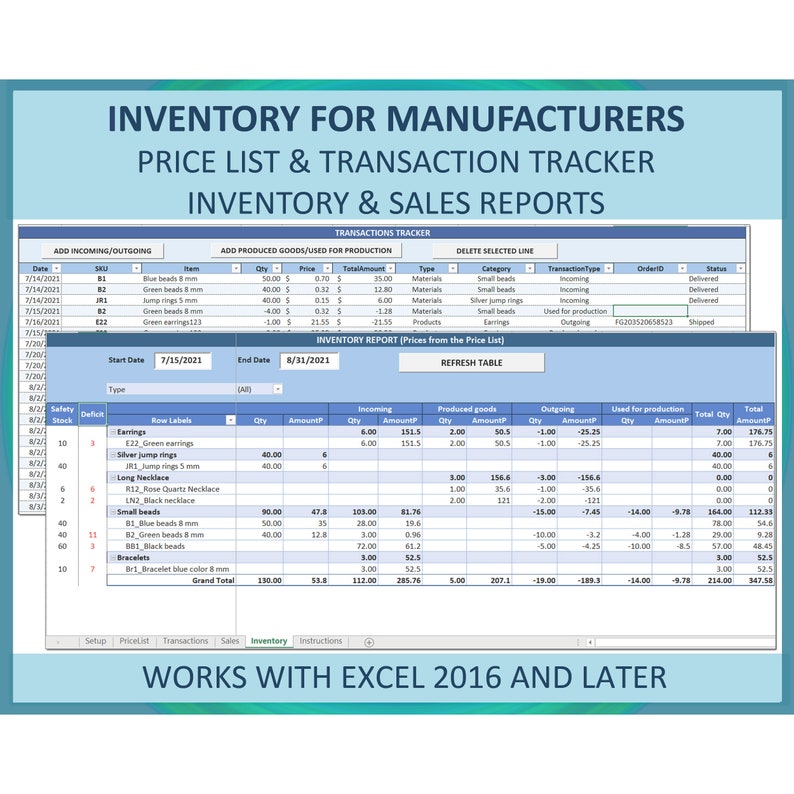 Inventory Spreadsheet Excel Template Sales Tracker Manufacturer ...