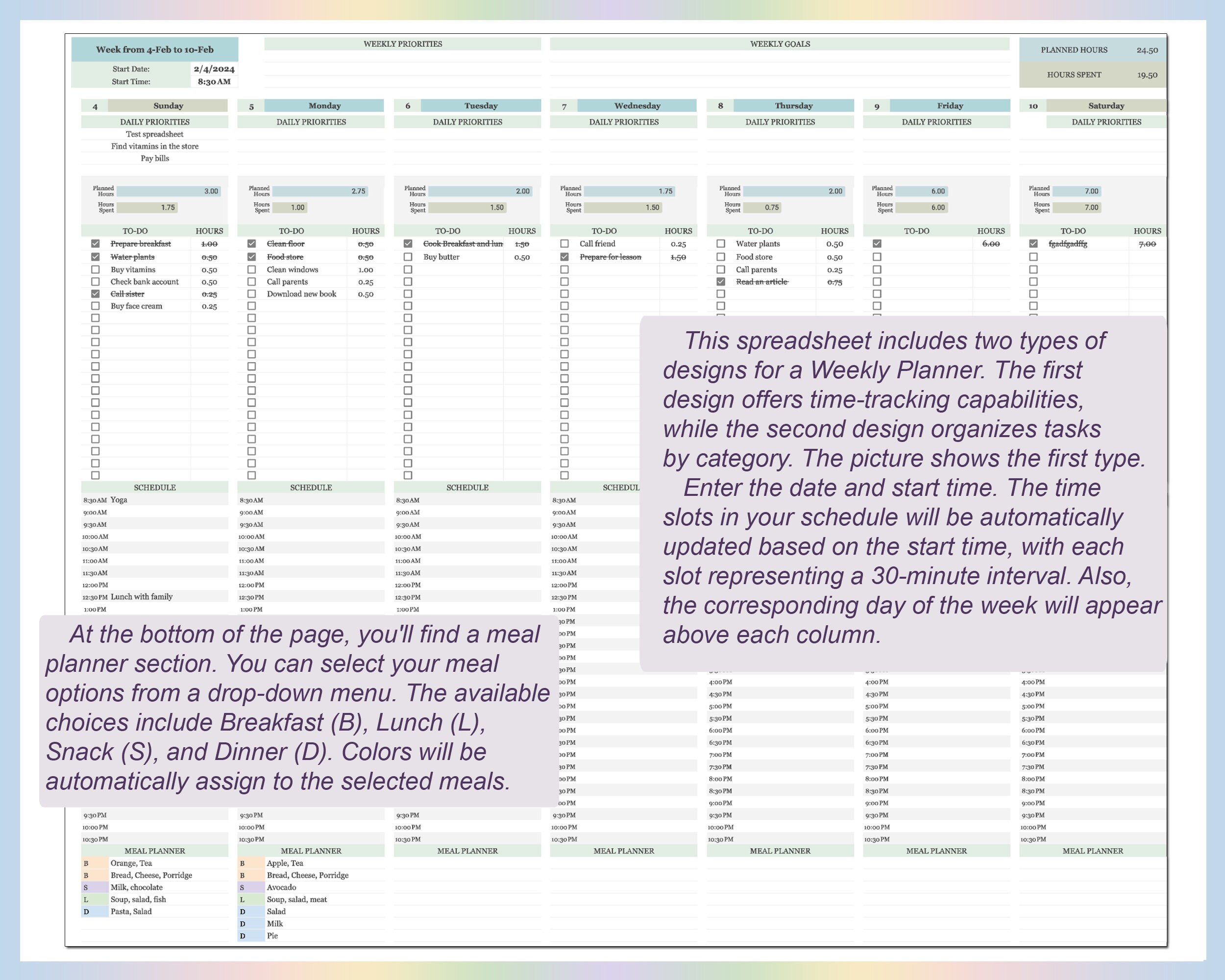 Weekly Schedule Digital Weekly Planner Digital to Do List - Etsy
