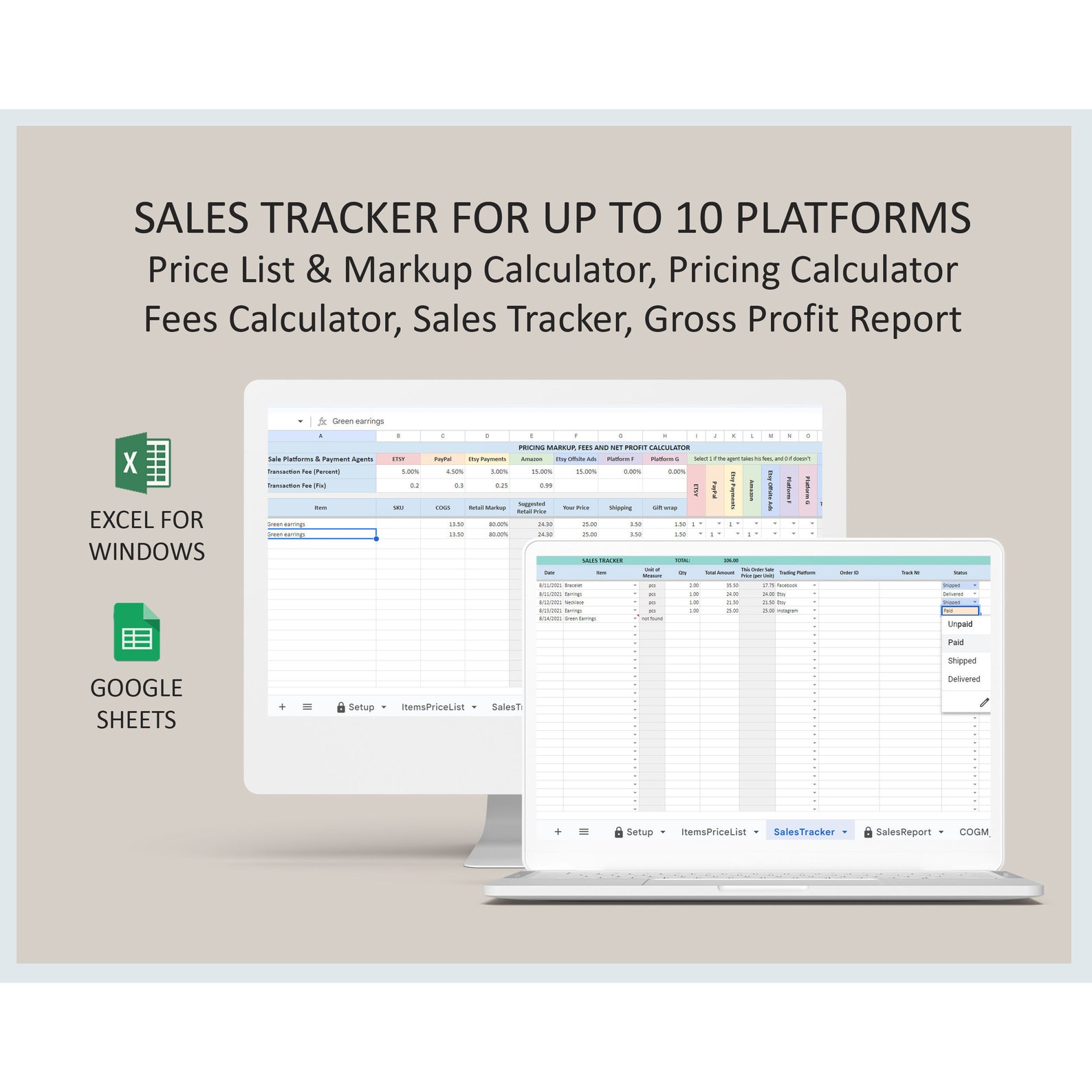 Sales Tracker, Sales Tracking App, Sales Tracking Spreadsheet, Expense ...