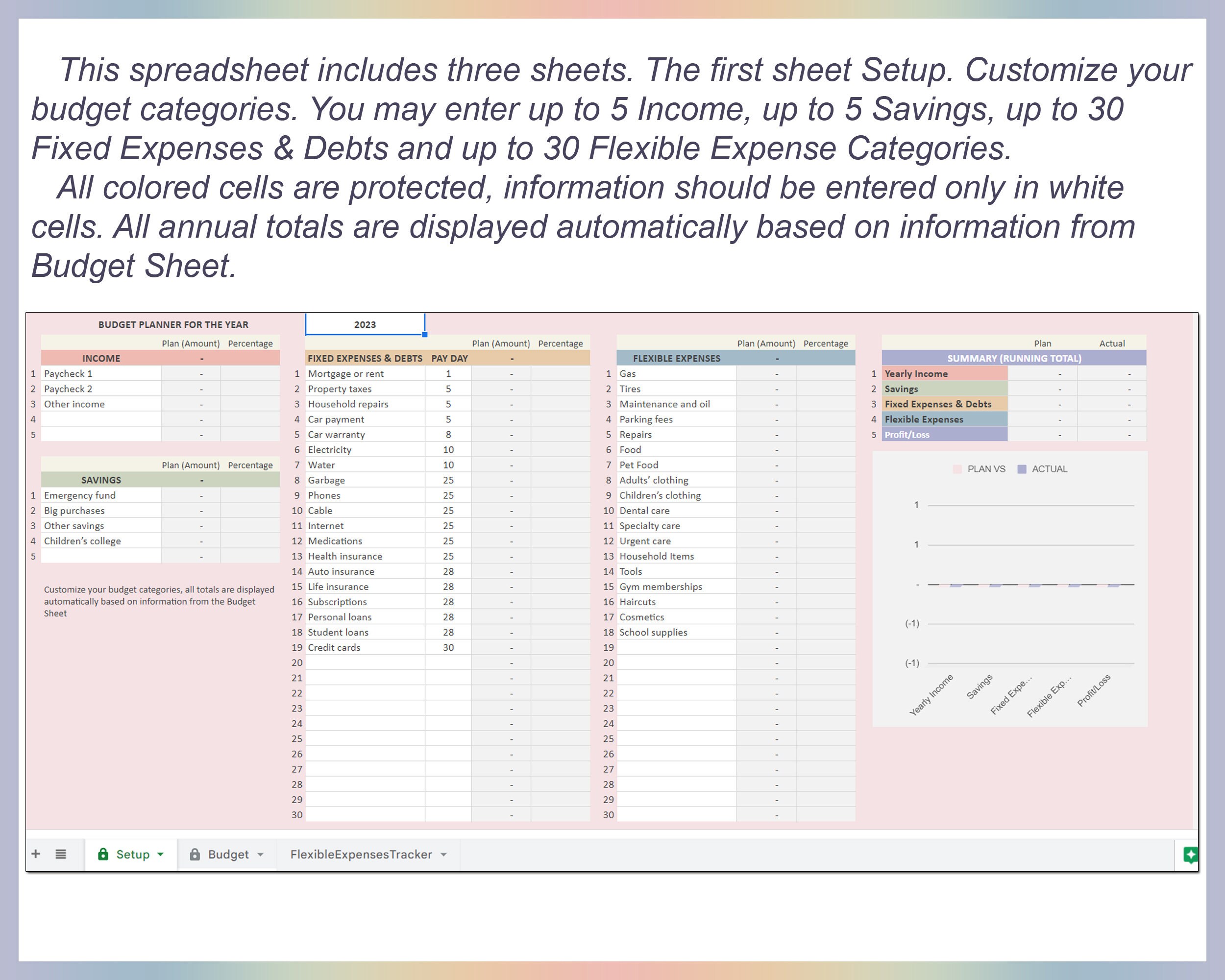 Simple Yearly Budget Spreadsheet Annual Budget Template - Etsy