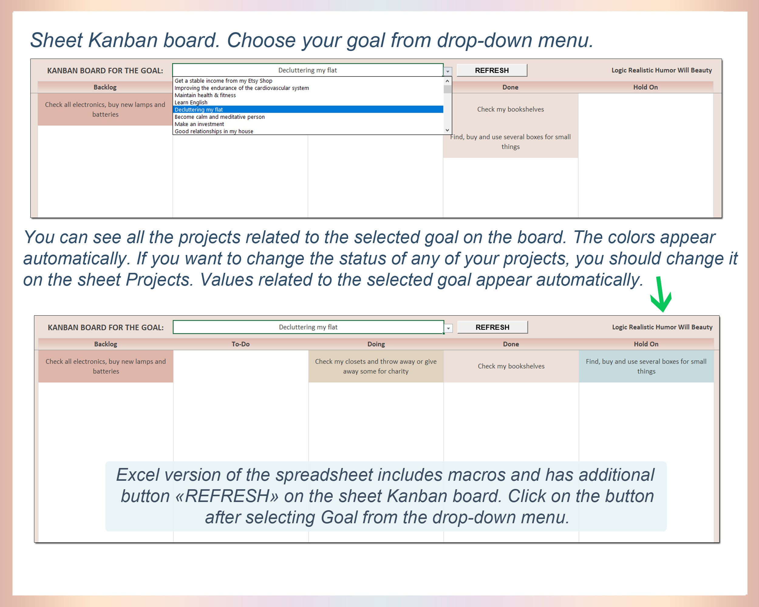 Life Planner Excel Goal Setting Project Planner Template - Etsy UK
