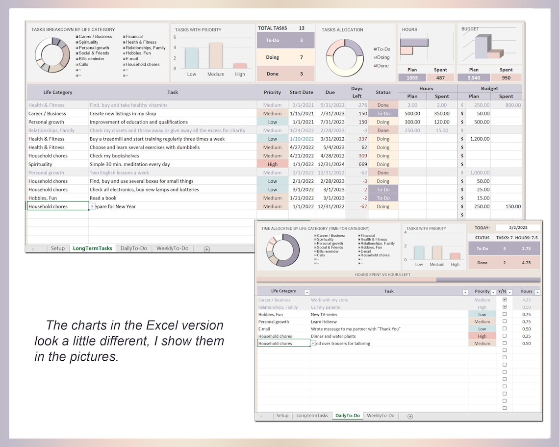 To Do List Excel, to Do List Template, Excel to Do Planner, Excel Task ...