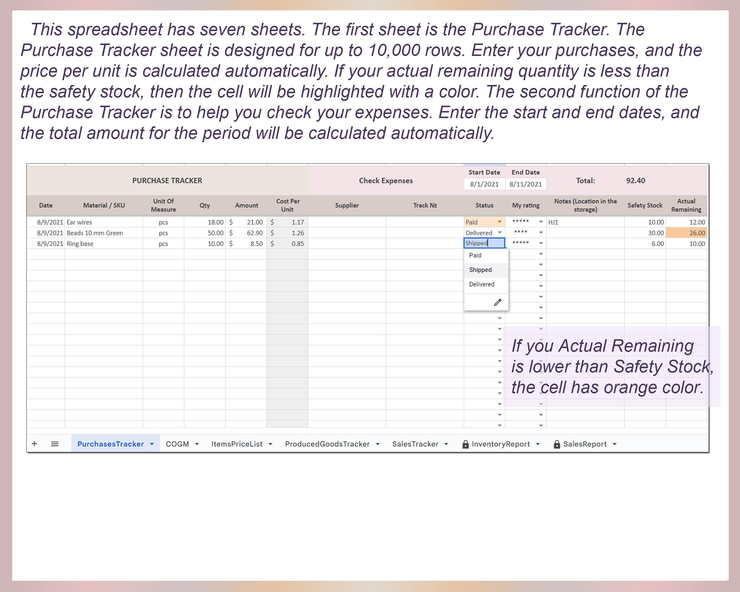Inventory Spreadsheet Excel Google Sheets Template Manufacturer Sales ...