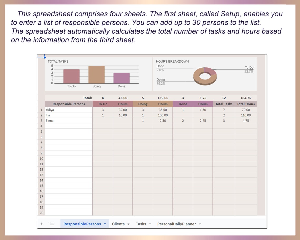 Office Task Tracker, Client Tracker Excel, Office Task Planner, Team ...