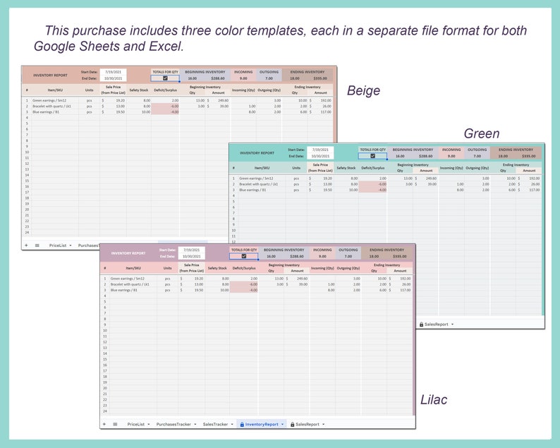 Inventory Spreadsheet Template Excel Google Sheets Reseller Sales ...