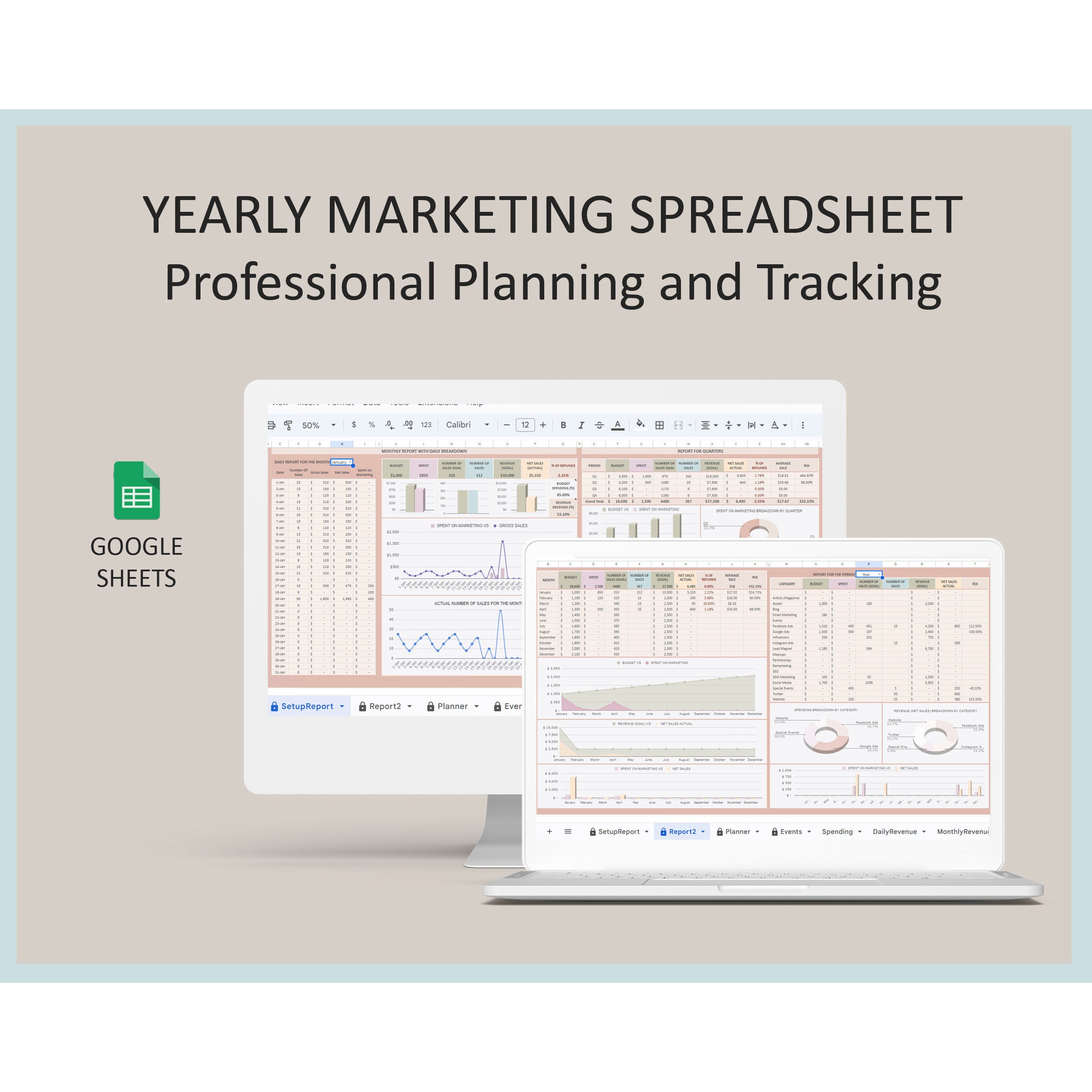 Yearly Marketing Planner, Marketing Calendar, Marketing Budget, Content ...