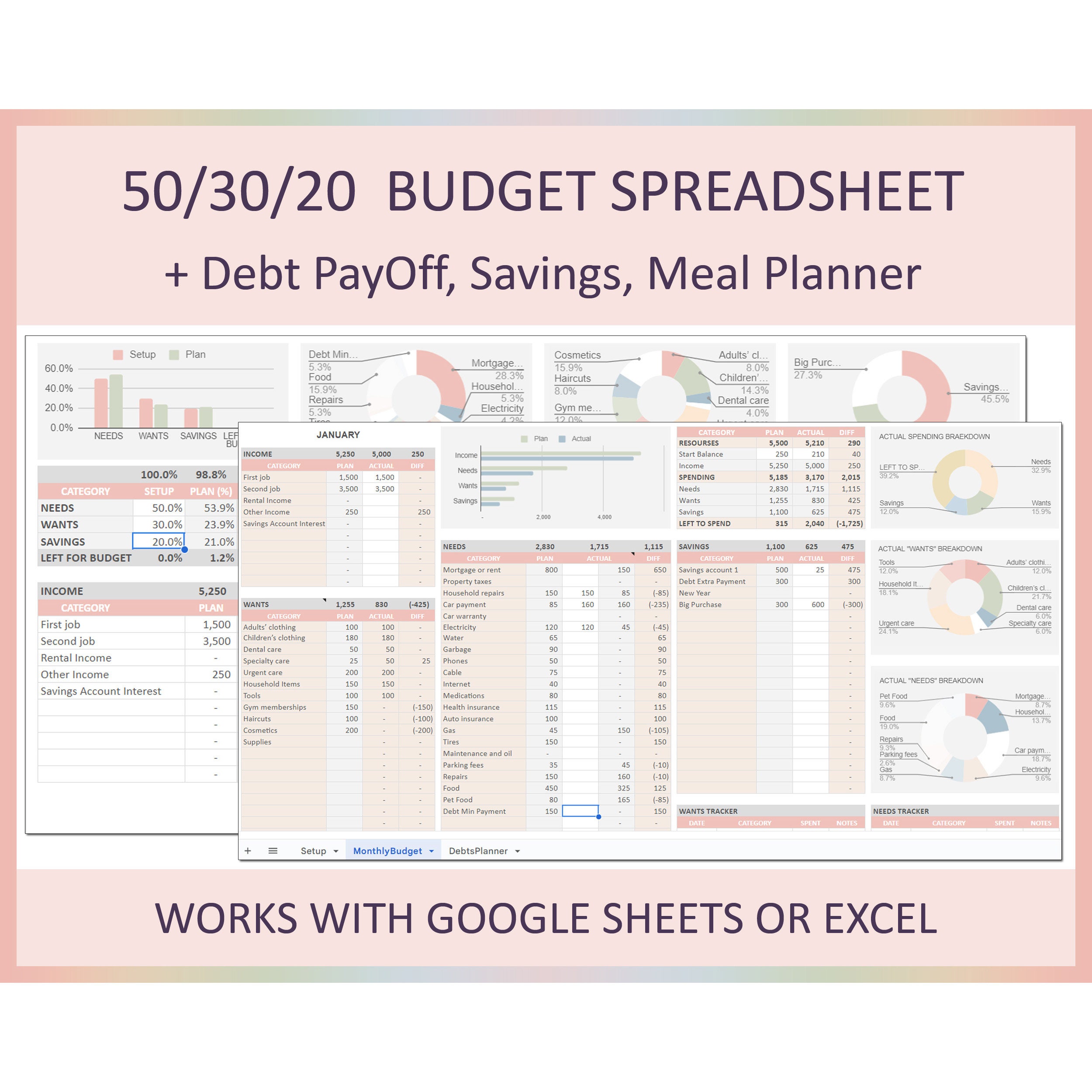 50 30 20 Budget Spreadsheet Budget Spreadsheet Monthly Budget
