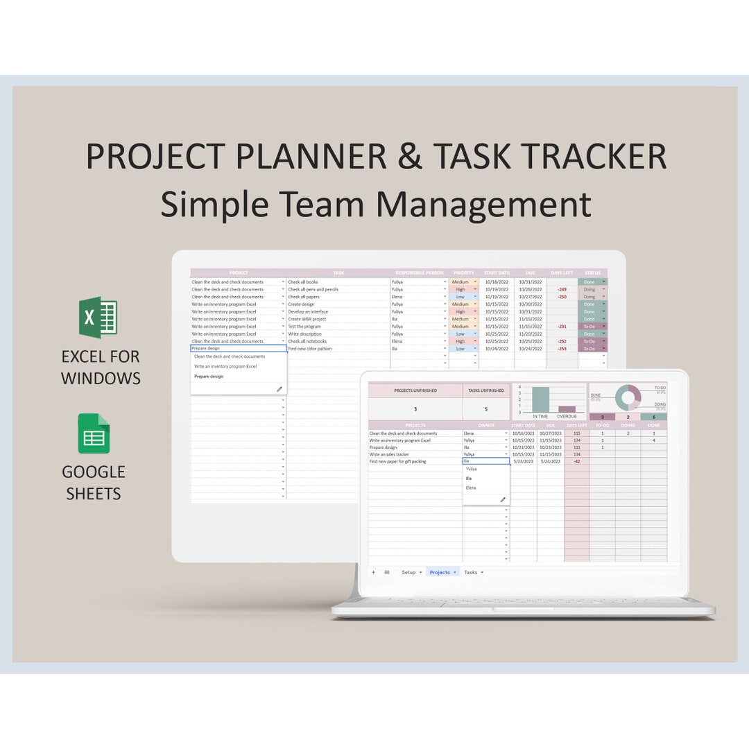 Task Management, Project Planner Spreadsheet, Team Management, Teams ...