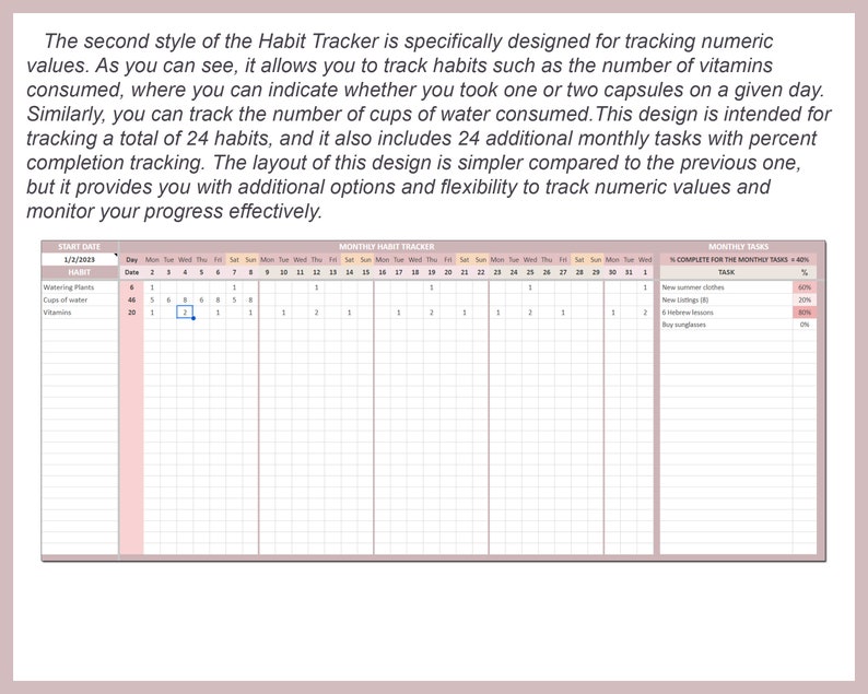 Habit Tracker Spreadsheet Template for Weekly Monthly Goals Editable ...