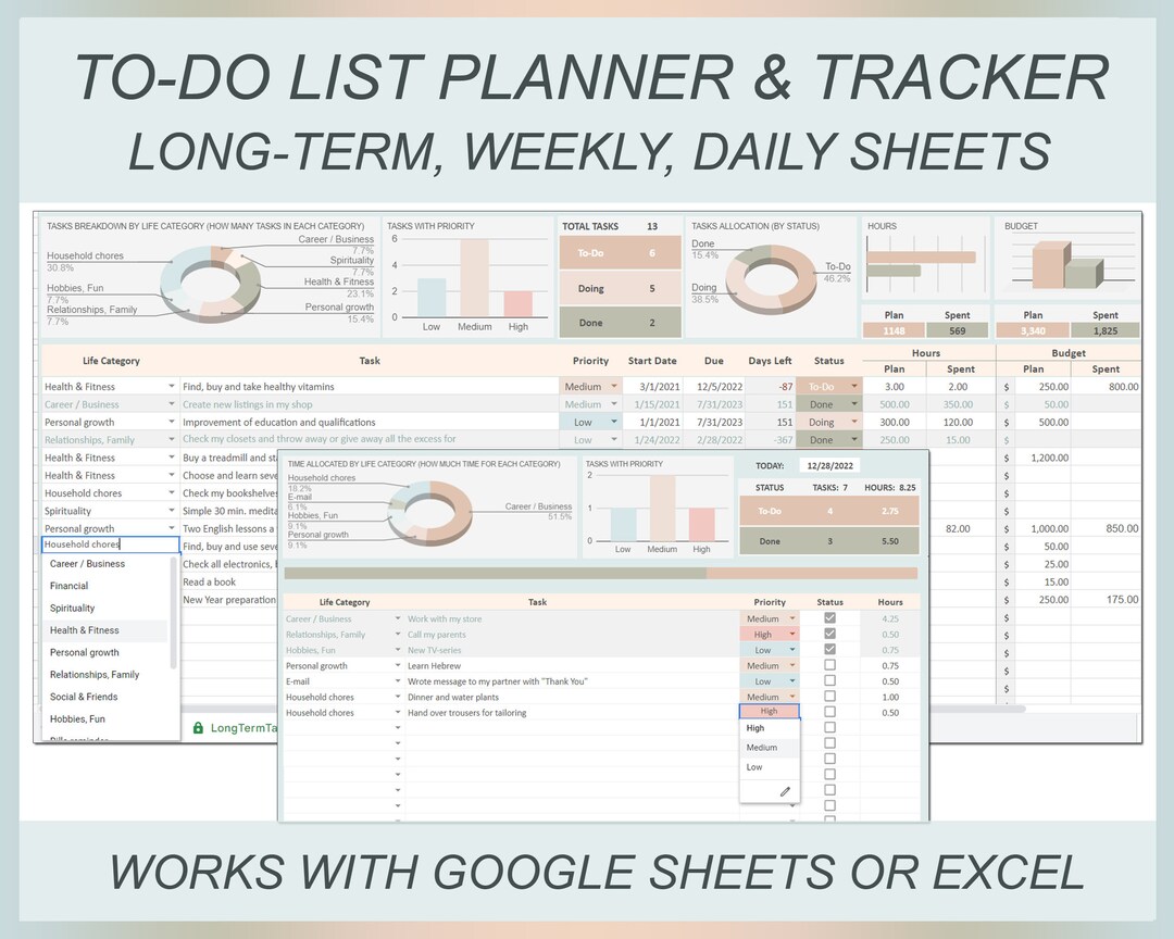 To Do List Template Time Management Tool to Do List Google - Etsy