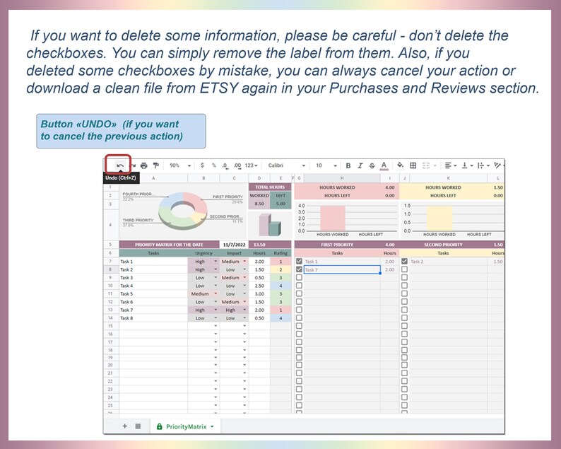 Priority Matrix Prioritization Matrix Action Project Etsy