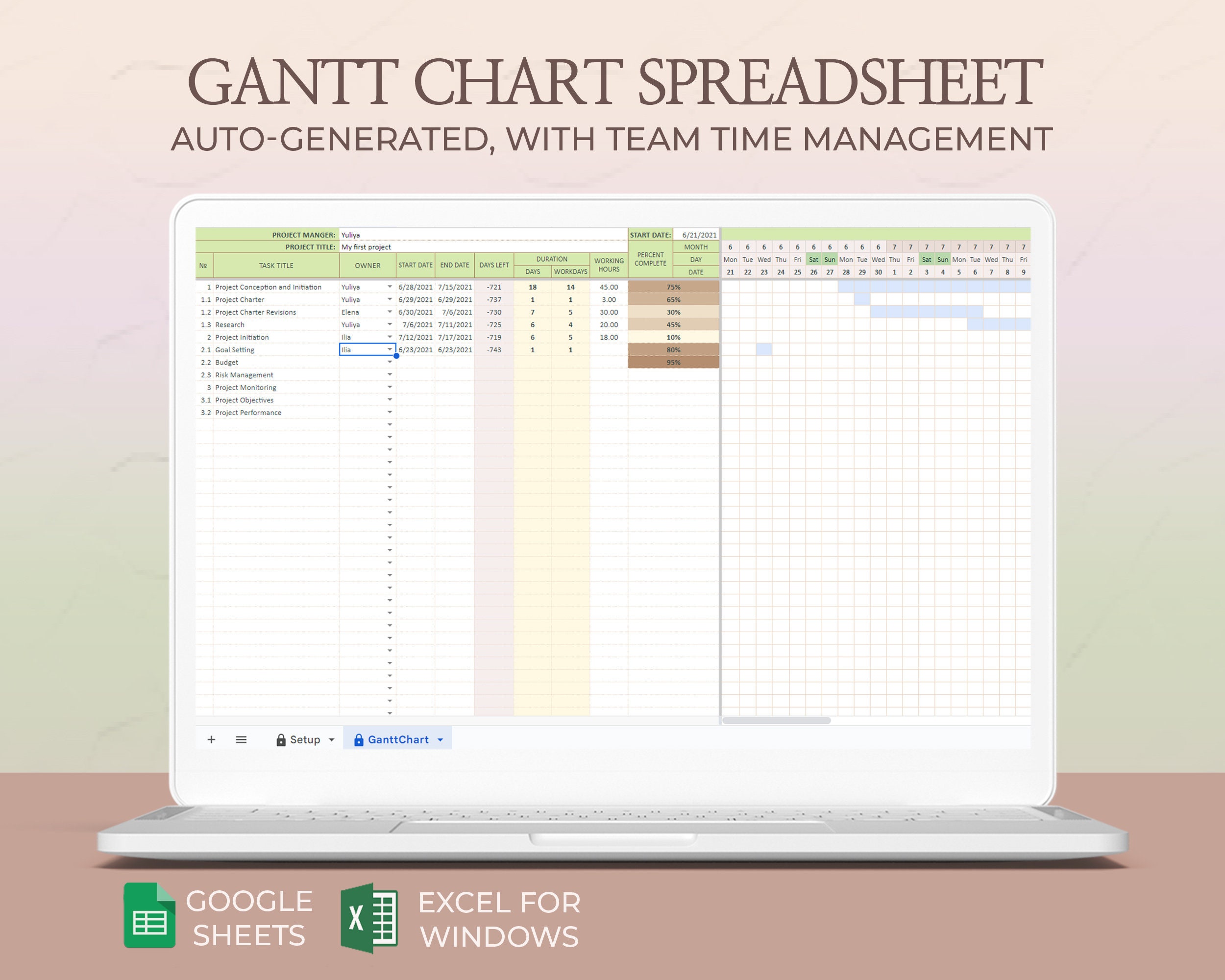 Gantt Chart Spreadsheet Gantt Chart Online Project Chart - Etsy Canada