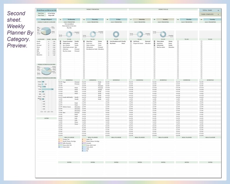 Weekly Schedule Digital Weekly Planner Digital to Do List - Etsy