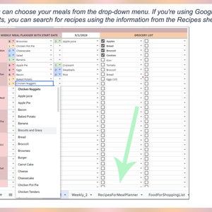 Excel Meal Planner, Grocery List, Simple Meal Planner, Meal Planner ...