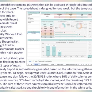 Fitness Planner Spreadsheet Macro Diet Meal Tracker Workout Organizer ...